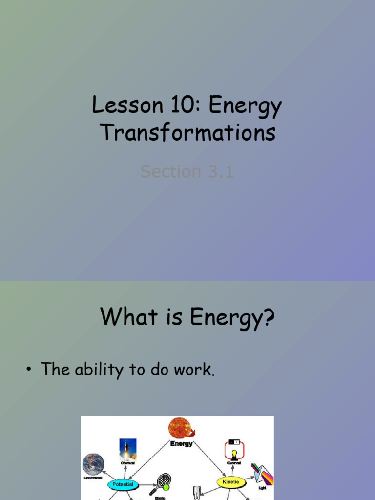 Lesson 10 Energy Transformations - Student | Download Free PDF ...