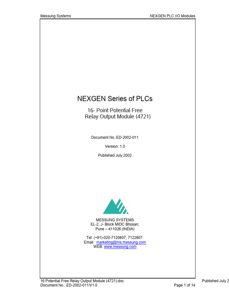 16-Point Relay Output Module Overview | PDF | Relay | Programmable Logic Controller