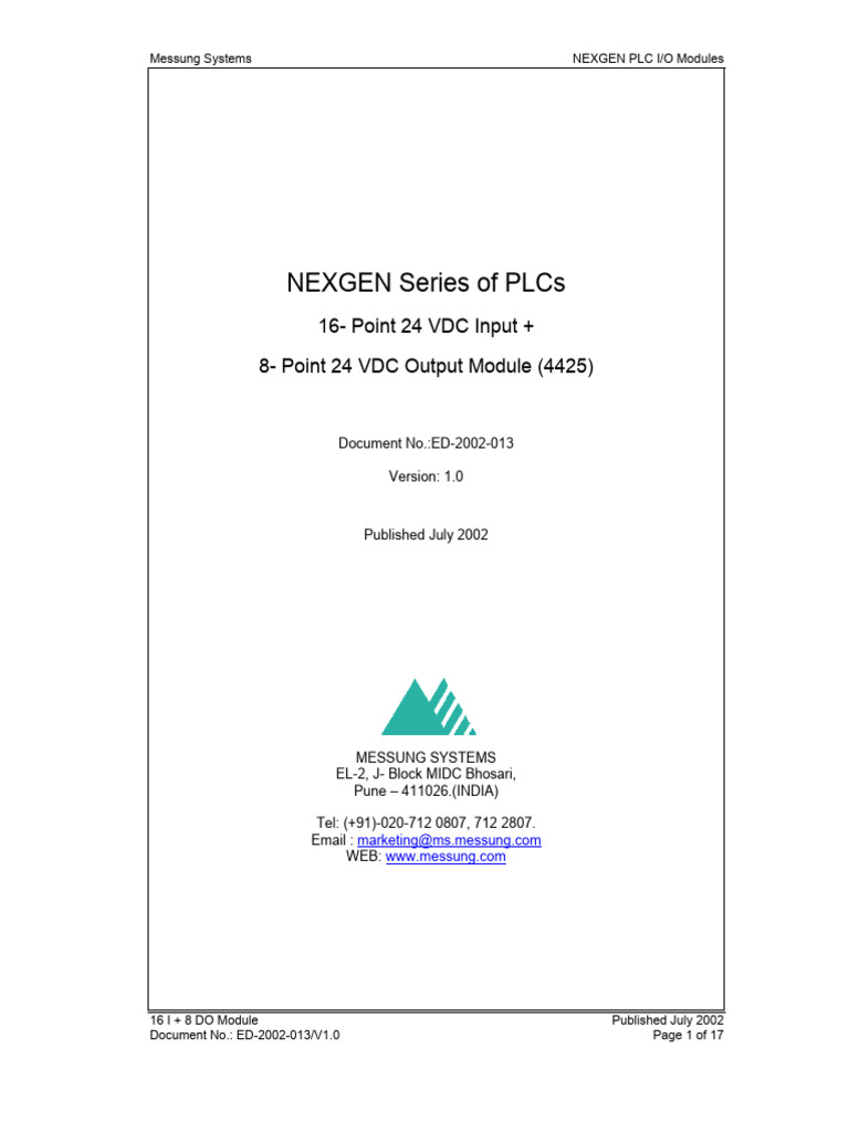 ED-2002-013 16-Point 24 VDC Input Plus 8 Point 24 VDC Outpu | PDF ...