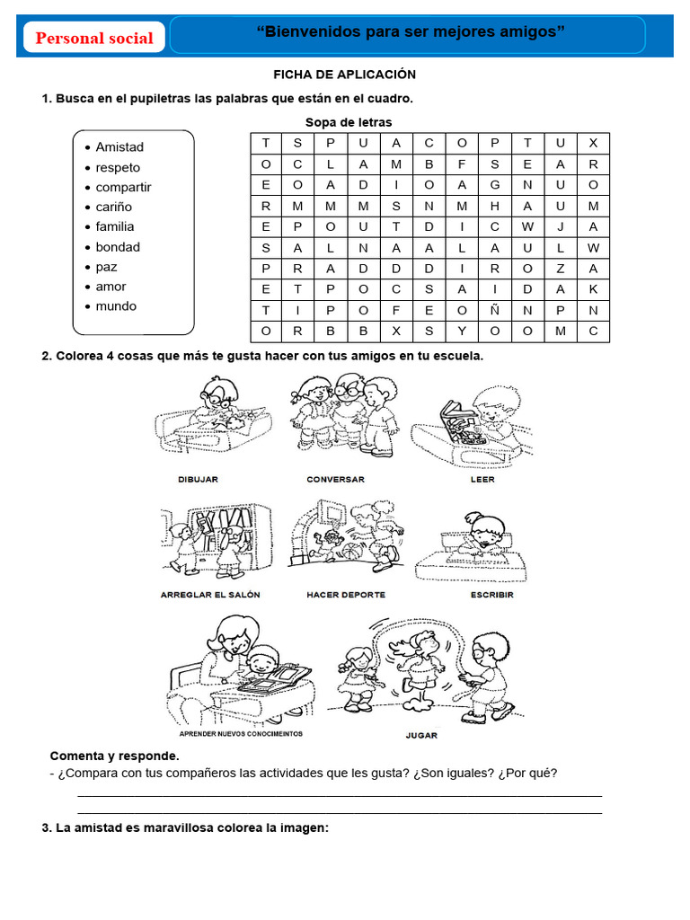 FICHA "Bienvenidos para Ser Mejores Amigos" | PDF