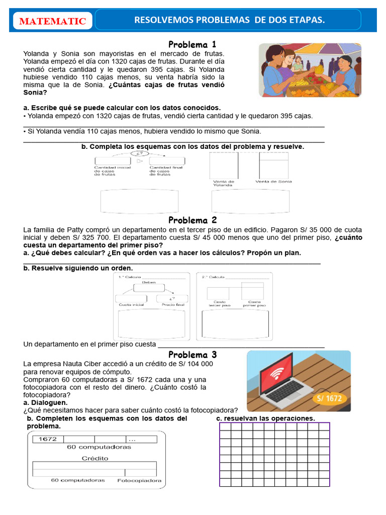 FICHA Resolvemos Problemas de Dos Etapas | PDF | Economias
