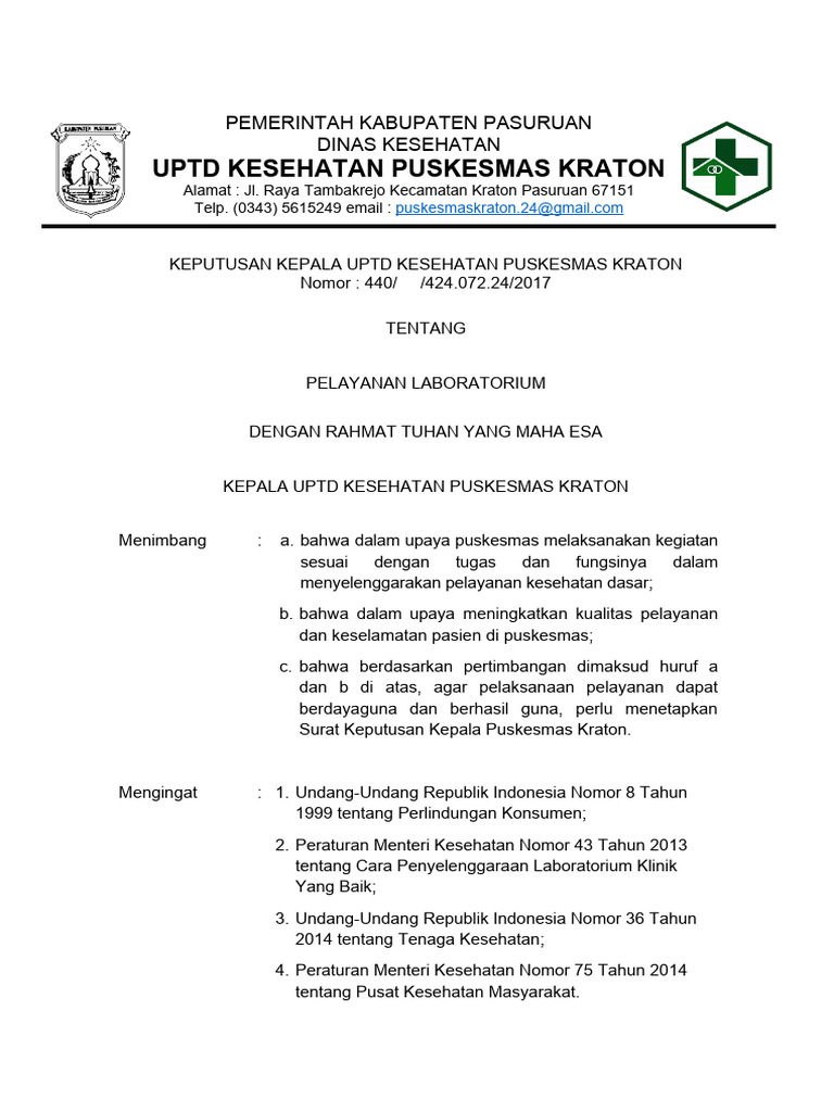 Contoh SK-Pelayanan-Laboratorium-SK-Payung | PDF