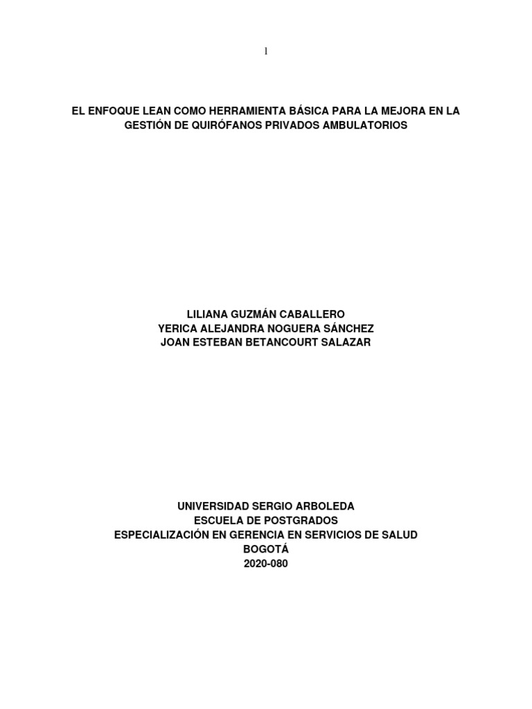 El enfoque Lean como herramienta basica | PDF | Hospital | Cirugía