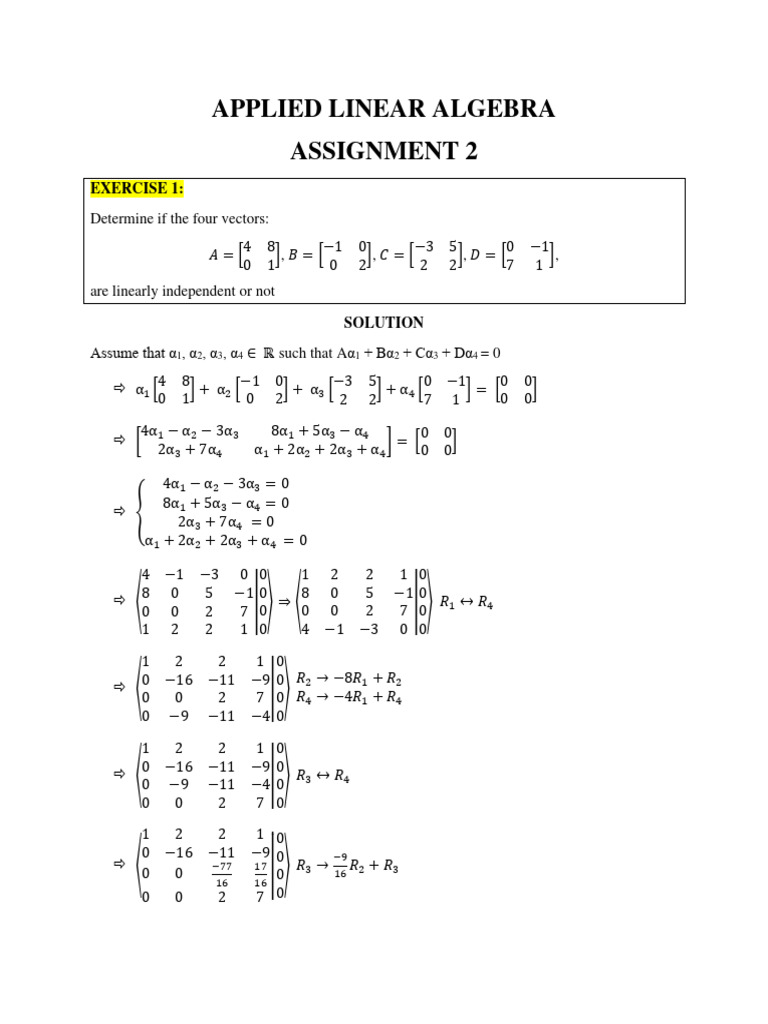 ALA - ASSIGNMENT 2 - Solution | PDF | Applied Mathematics | Abstract Algebra