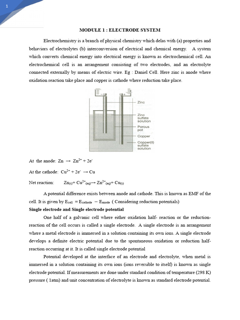 Understanding Electrode Systems in Chemistry | PDF | Electrochemistry | Electrode