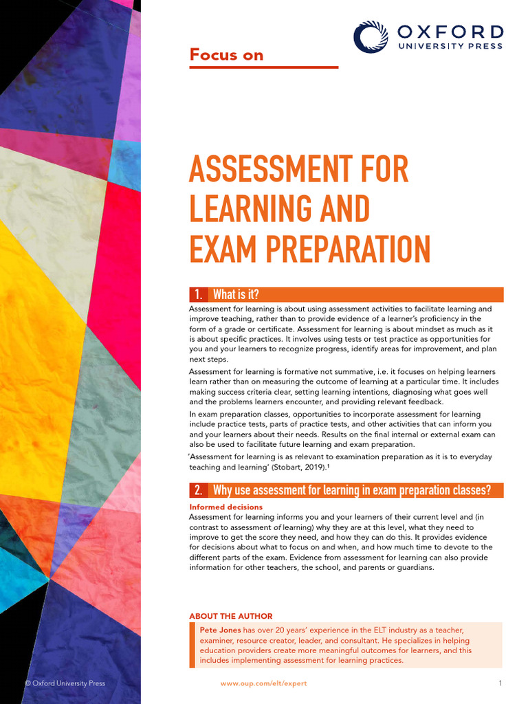 Assessment For Learning For Exam Prep Focus Paper | PDF | Educational ...