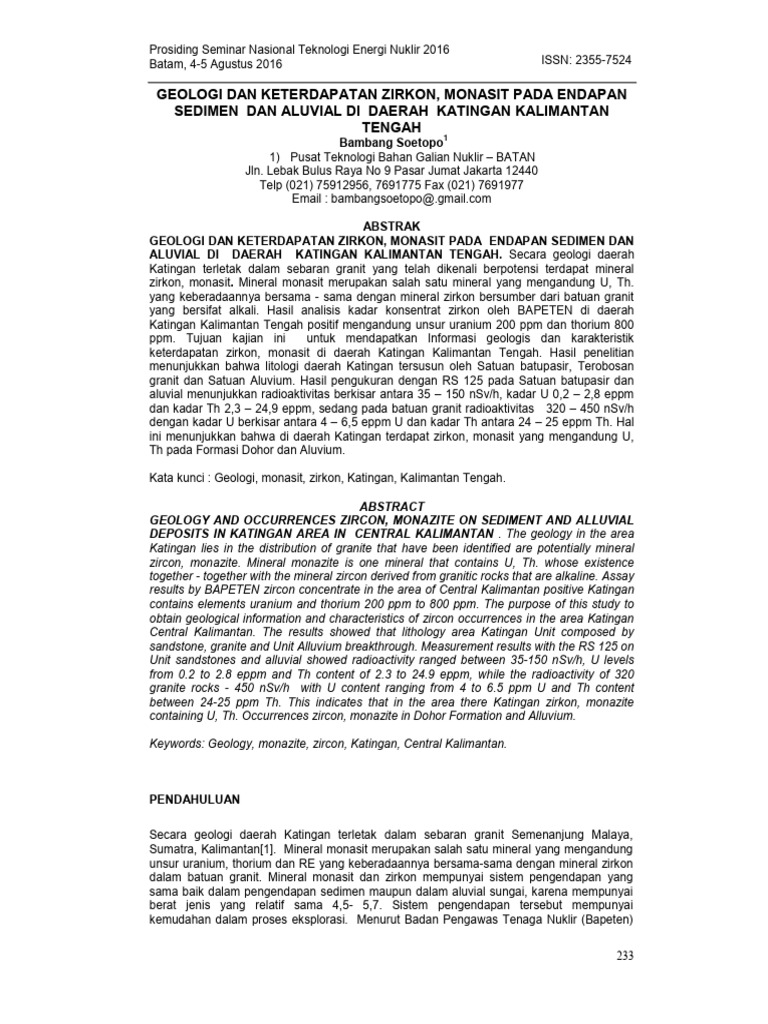 Zirkon & Monasit di Katingan, Kalteng | PDF | Sains & Matematika