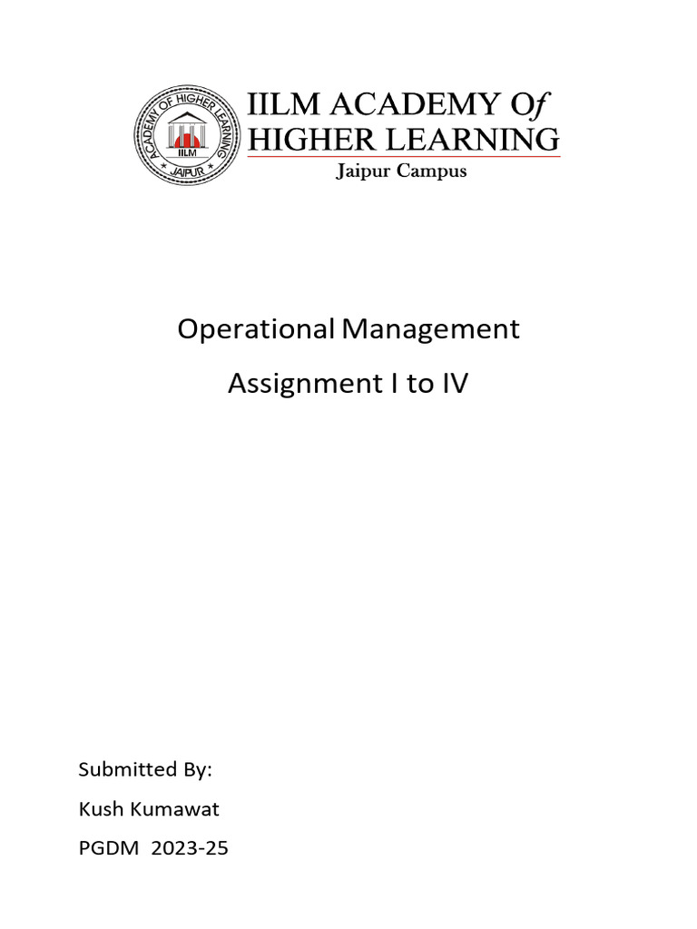 OM Assignment (Kush Kumawat) | PDF | Mathematical Optimization | Marketing