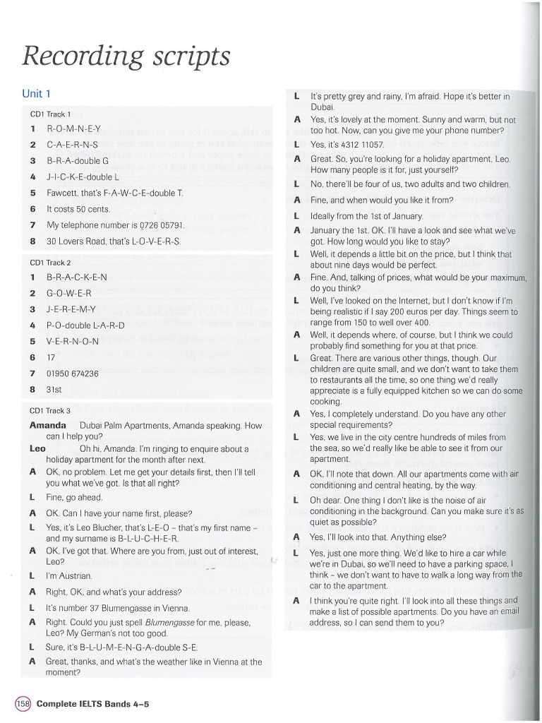 Complete IELTS Band 4-5 Scripts | PDF