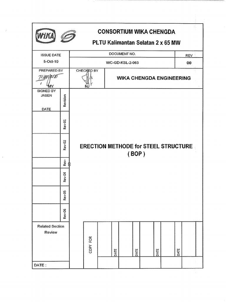 Erection Method for Steel Structure | PDF