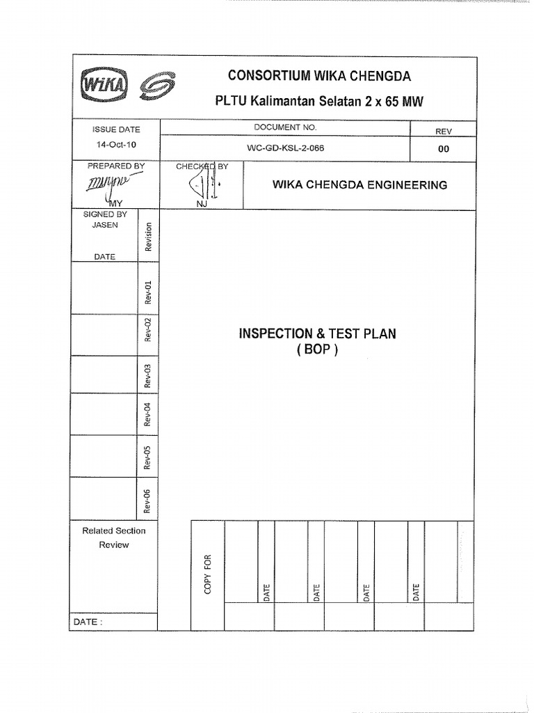 Inspection - Test Plan (BOP) | PDF