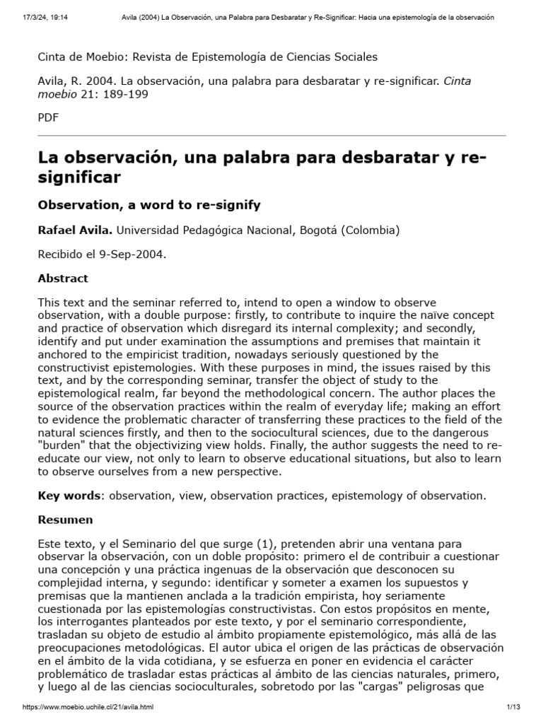 Avila+ (2004) +La+Observación,+una+Palabra+para+Desbaratar+y+Re ...