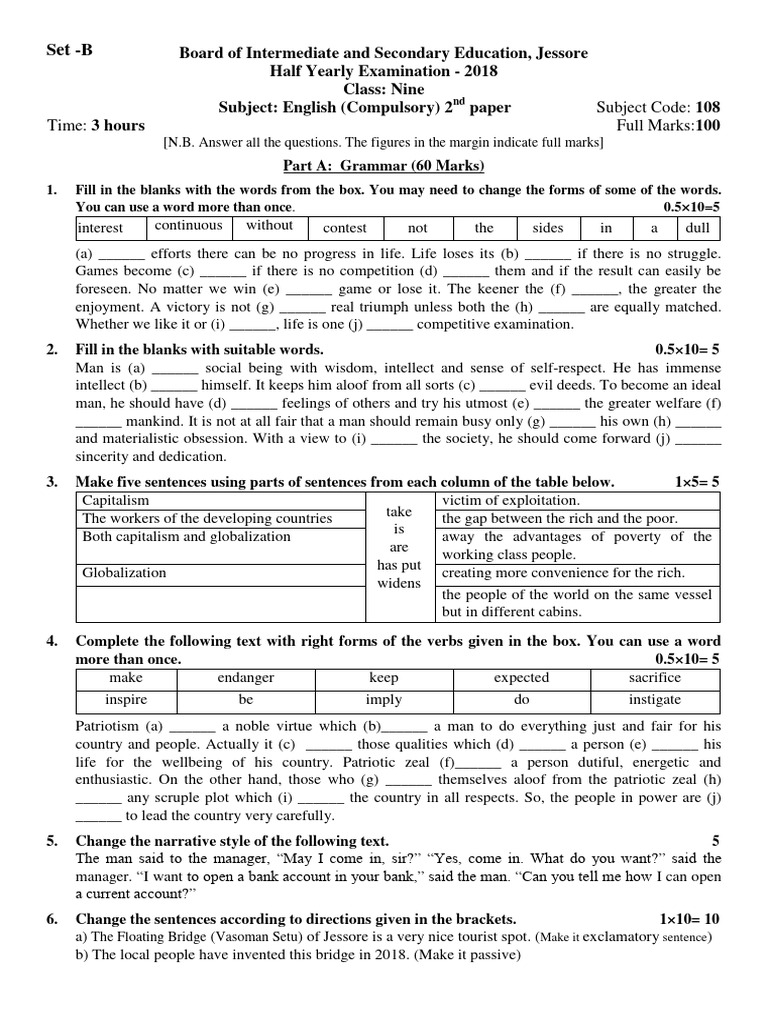 English 2ND Paper - 2023-11-14T125156.508 | PDF | Linguistics | Grammar
