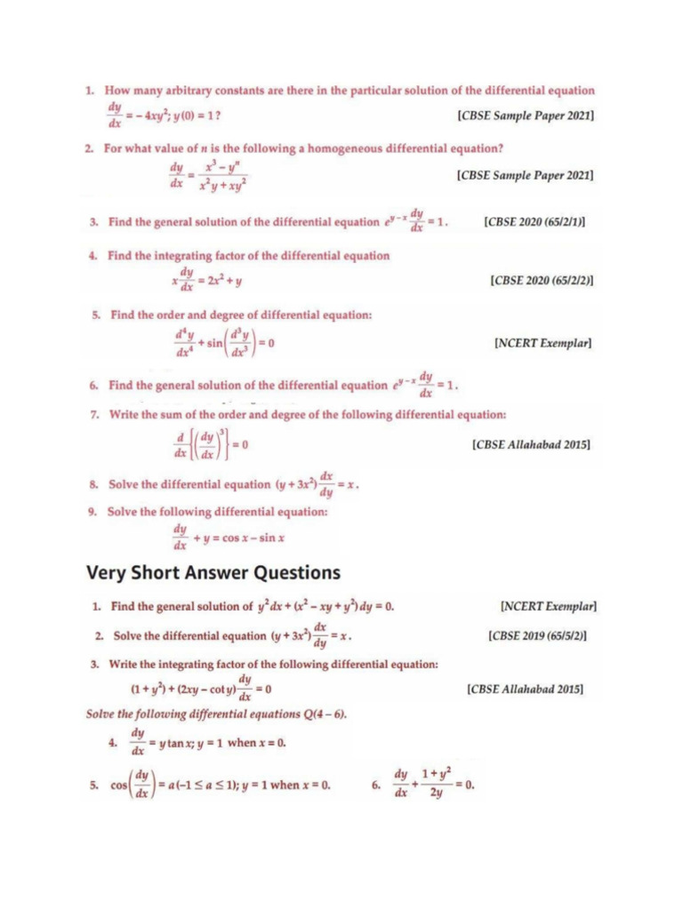 Differential Equations PYQ | PDF