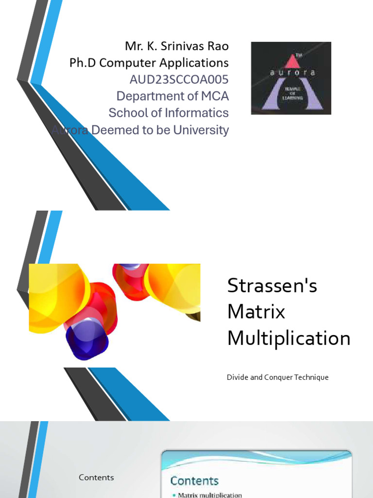 Strassen's Matrix Multiplication Guide | PDF
