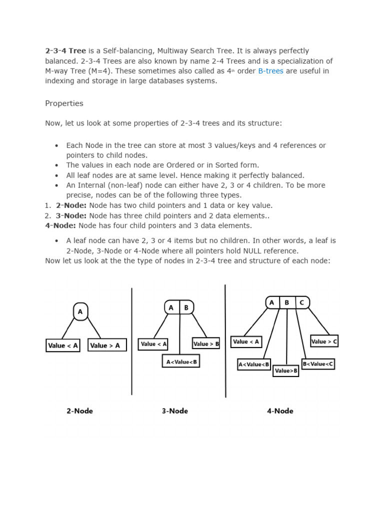 2-3-4 Tree Is A Self-Balancing | PDF | Algorithms And Data Structures | Computer Data