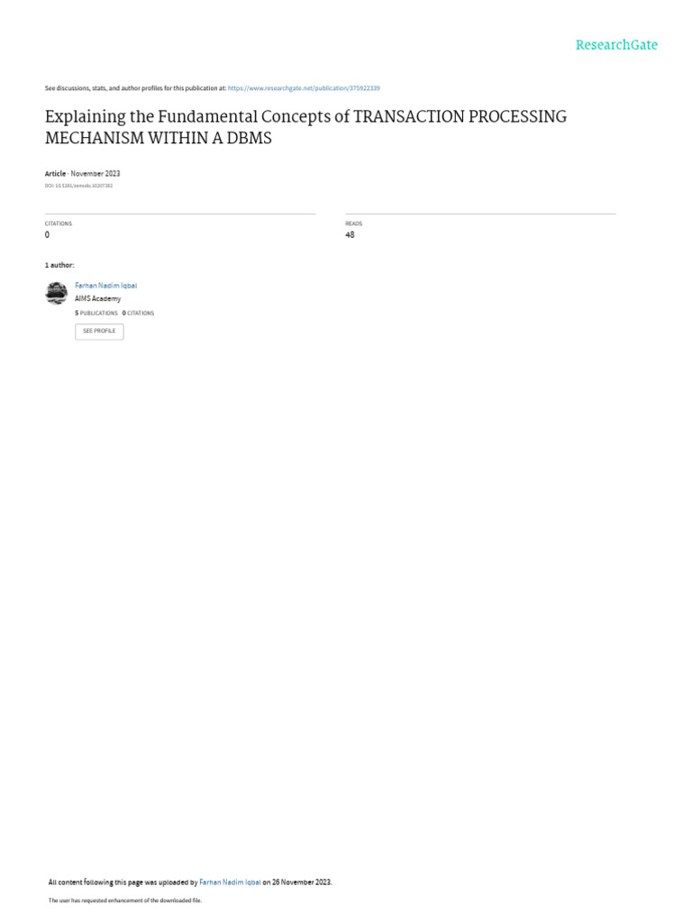 Transaction Processing Concepts | PDF | Databases | Database Transaction