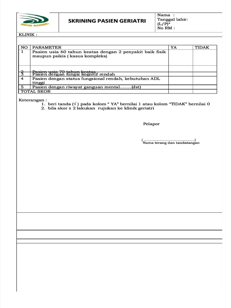 PDF Form Skrining Geriatri - Compress | PDF