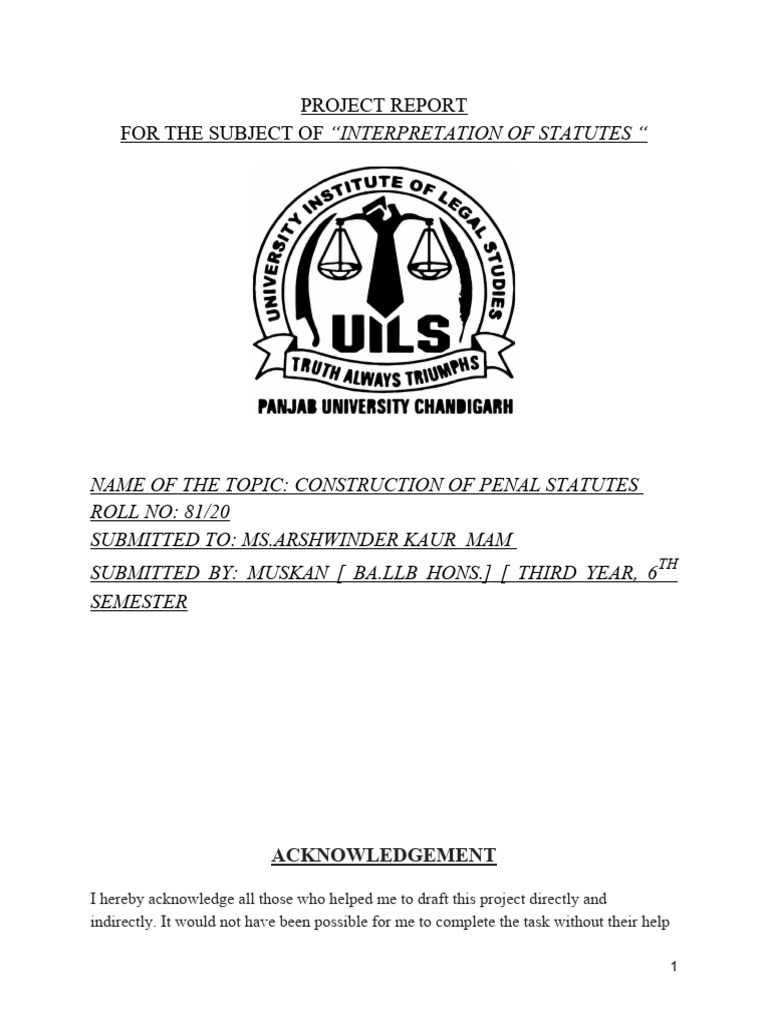 Ios Project On Construction of Penal Statutes Roll No81 | PDF ... Ios Project On Construction of Penal Statutes Roll No81 | PDF ...