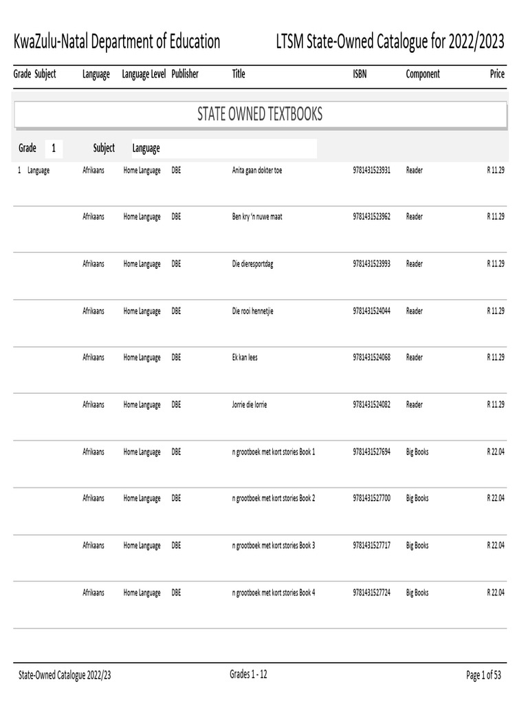 LTSM_State-Owned_Catalogue_for_2022-2023 | PDF