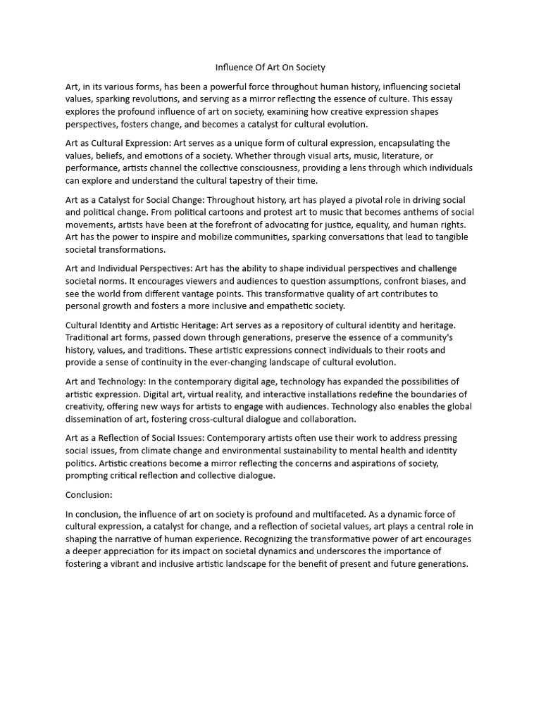 Influence of Art On Society | PDF | Identity (Social Science) | Society