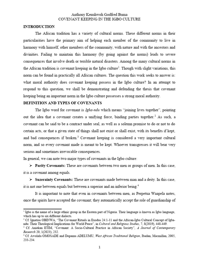 The Norm of Oath Taking in The Igbo Culture and It's Moral Authority ...