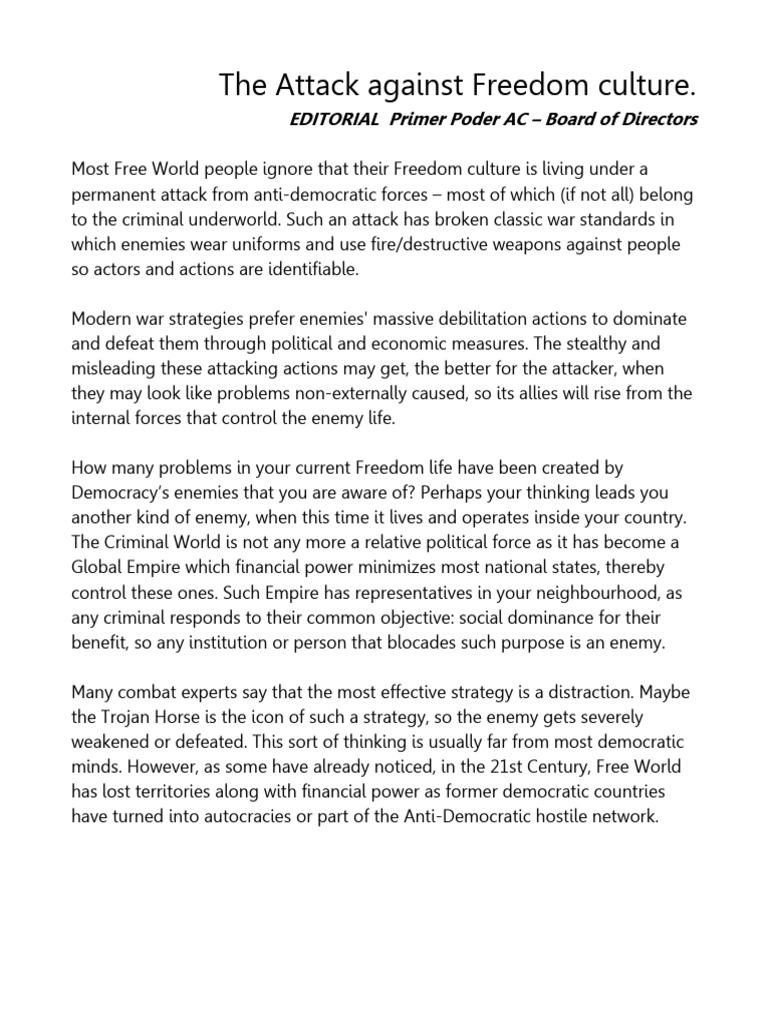 Atack Against Freedom Culture | PDF