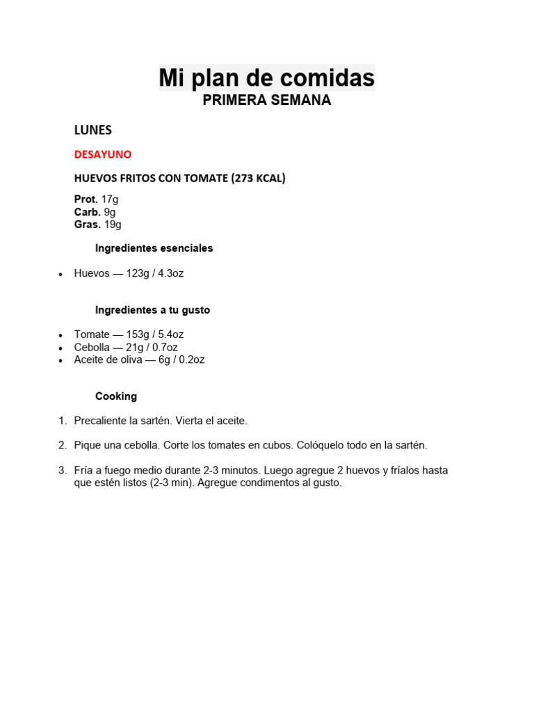 Mi Plan de Comidas | PDF | Panes | Espaguetis