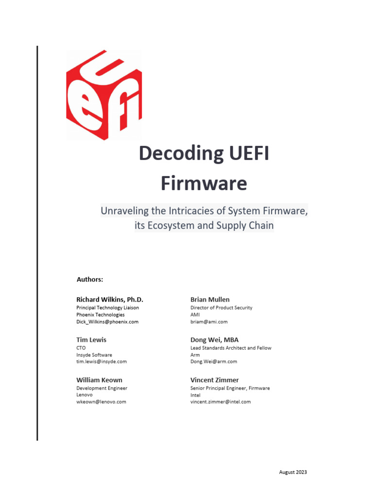 UEFI Specification Overview 2023 | PDF | Booting | Computer Security