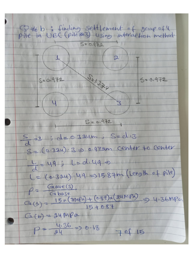 Settlement of Group of 4 Piles With Interaction Method | PDF