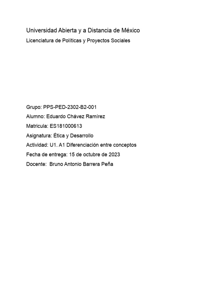 Ped U1 A1 Edcr | PDF | Moralidad | Desarrollo sostenible