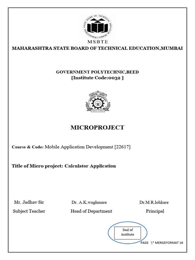Microproject Maharashtra State Board Of Technical Education Mumbai Pdf Usability Android 