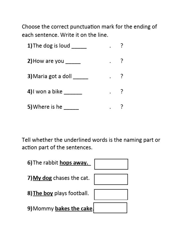 Choose The Correct Punctuation Mark For The Ending of Each Sentence | PDF