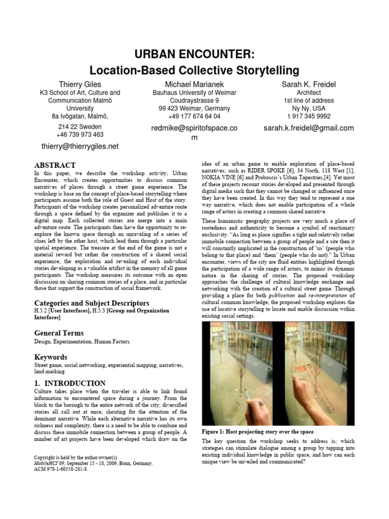 URBAN ENCOUNTER: Location-Based Collective Storytelling | PDF ...