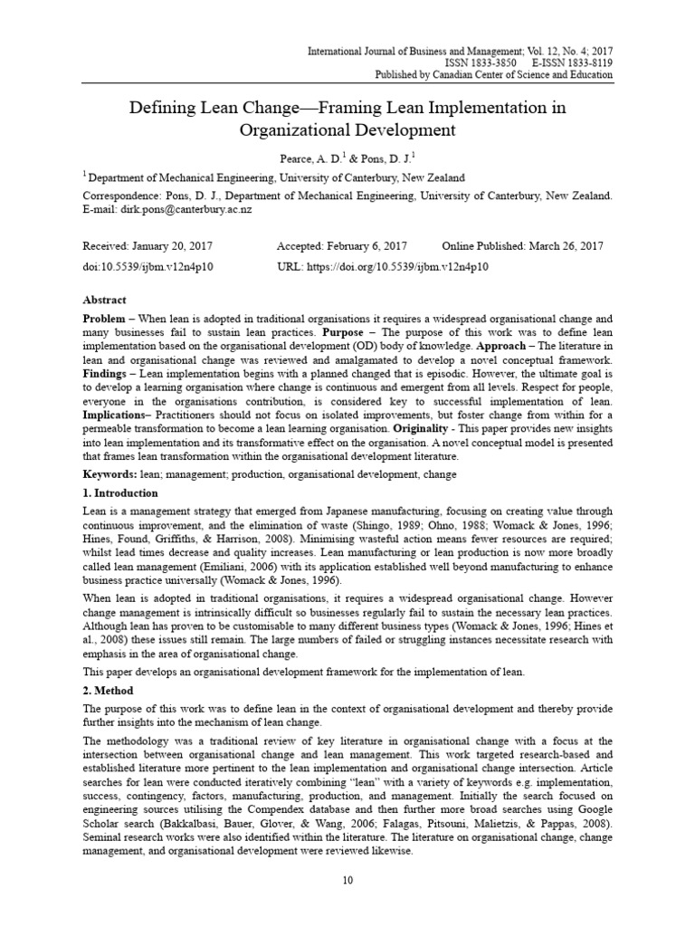 Defining Lean Change Framing Lean Implem | PDF | Lean Manufacturing | Organization Development