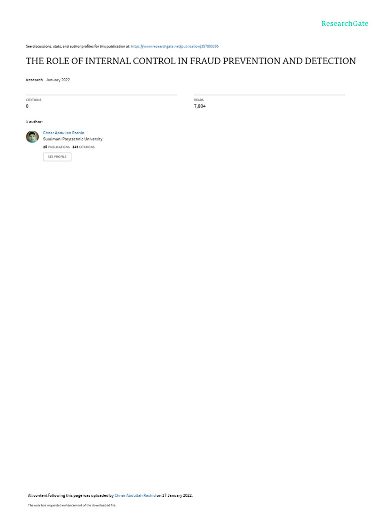 The Role of Internal Control in Fraud Prevention and Detection | PDF ...