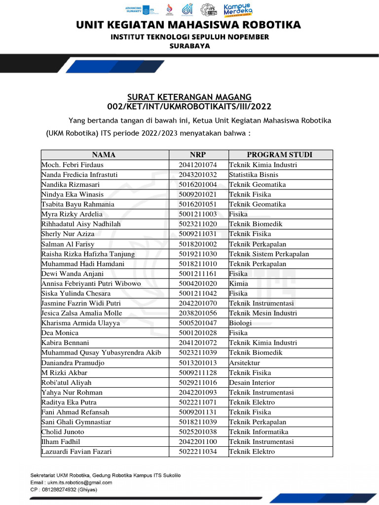 Suket Magang Tim Bayucaraka | PDF