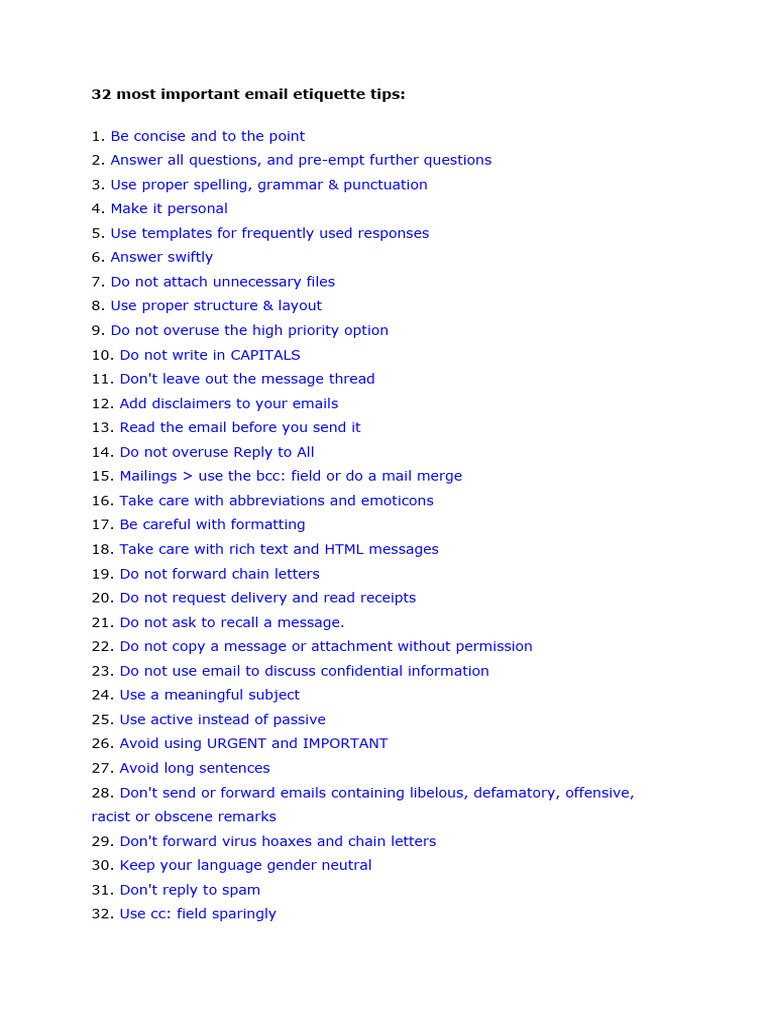 32 Most Important Email Etiquette Tips | PDF