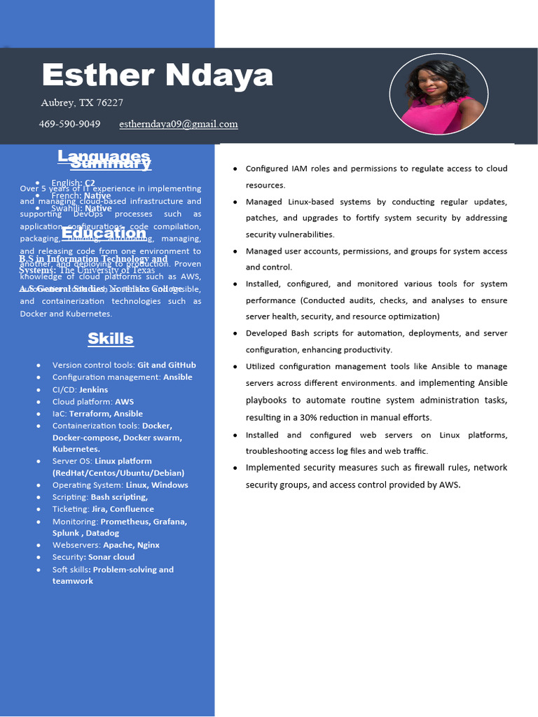 Esther CV Draft | Download Free PDF | Cloud Computing | Computer Architecture