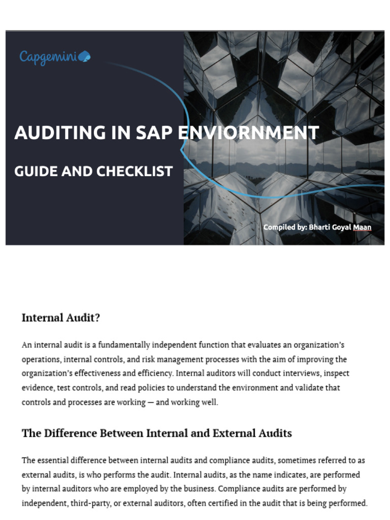 Auditing in SAP Environment | PDF | Internal Audit | Audit