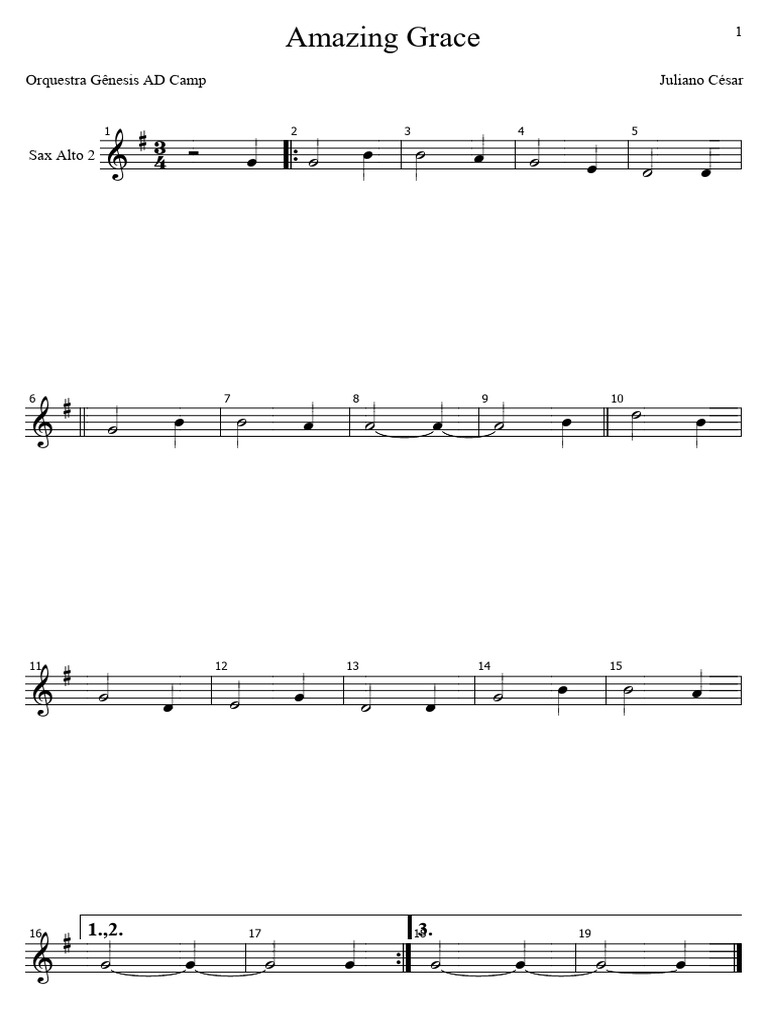 Amazing Grace - Sax Alto 2 | PDF
