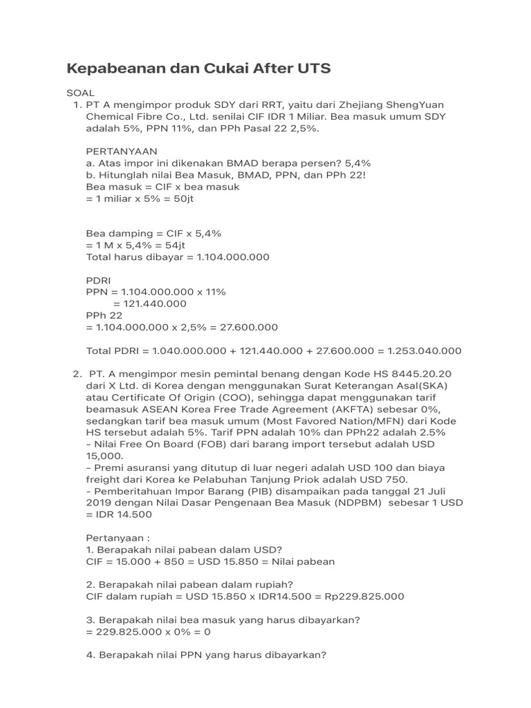 Kepabeanan Dan Cukai After UTS | PDF