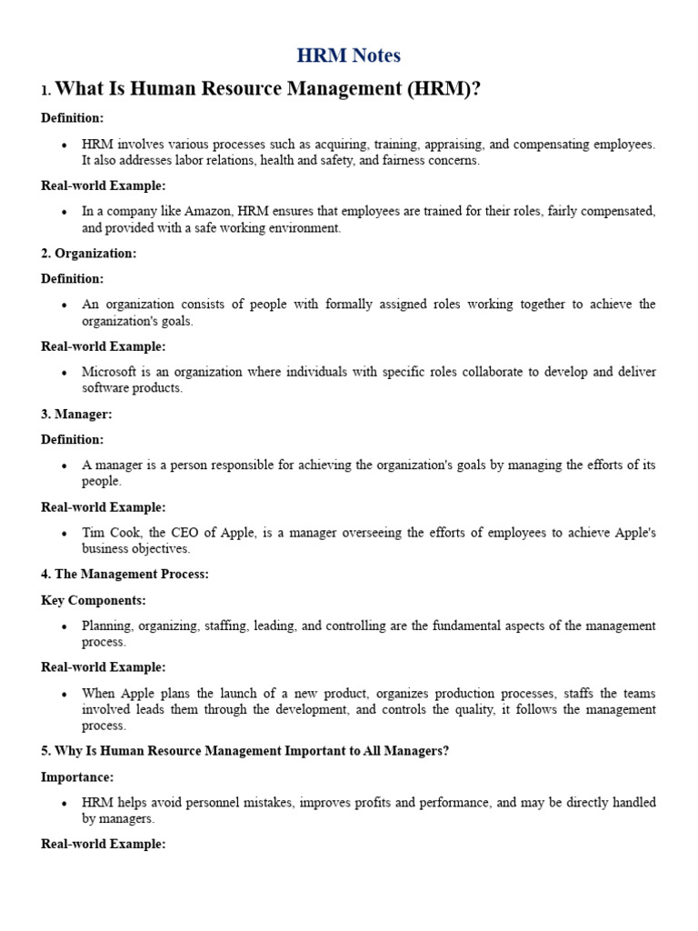HRM Notes | PDF | Human Resource Management | Human Resources