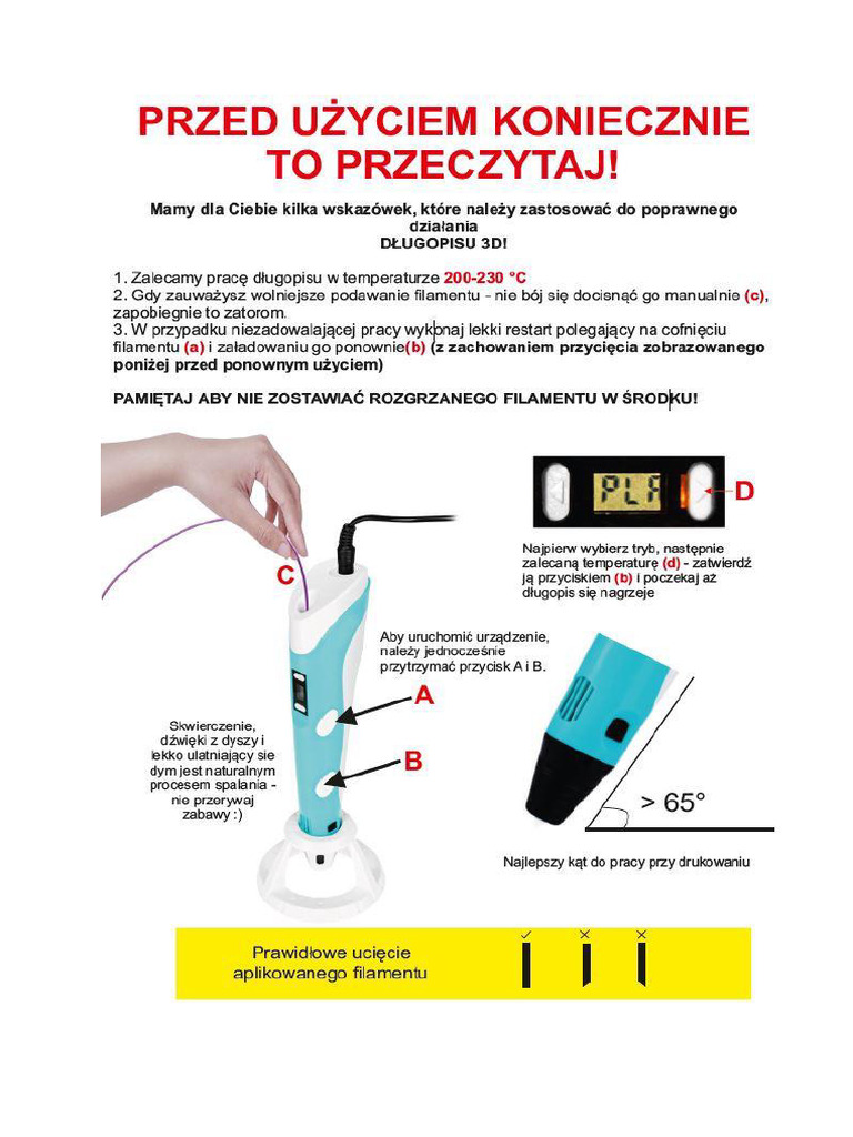 Instrukcja obsługi długopis 3D | PDF