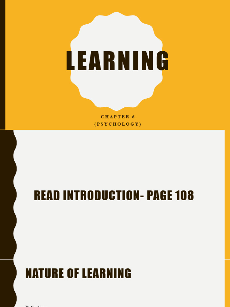 Chapter 6 Learning | PDF | Classical Conditioning | Reinforcement