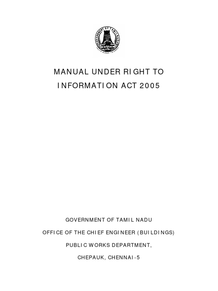 Tamil Nadu RTI Act Manual 2005 | PDF