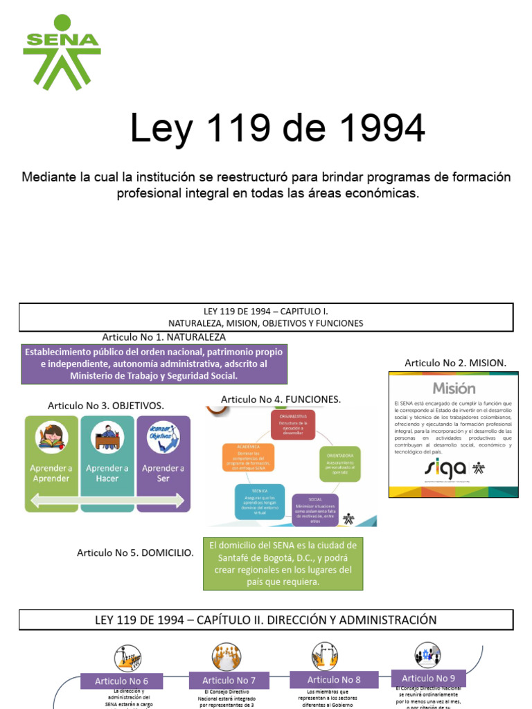 Misión y Estructura del SENA Ley 119/1994 | PDF | Desarrollo ...