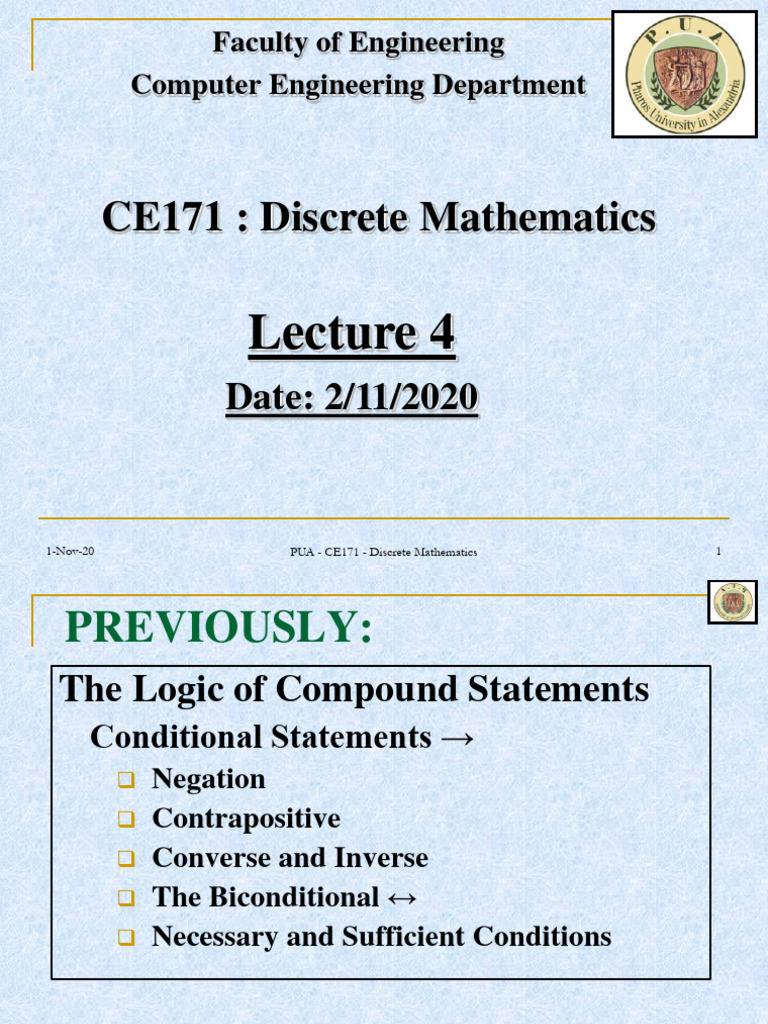 Discrete Mathematics - L04 | PDF | Argument | Logical Consequence Discrete Mathematics - L04 | PDF | Argument | Logical Consequence