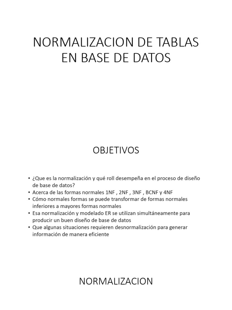Normalizacion de Tablas en Base de Datos | PDF | Bases de datos | Gestión de datos