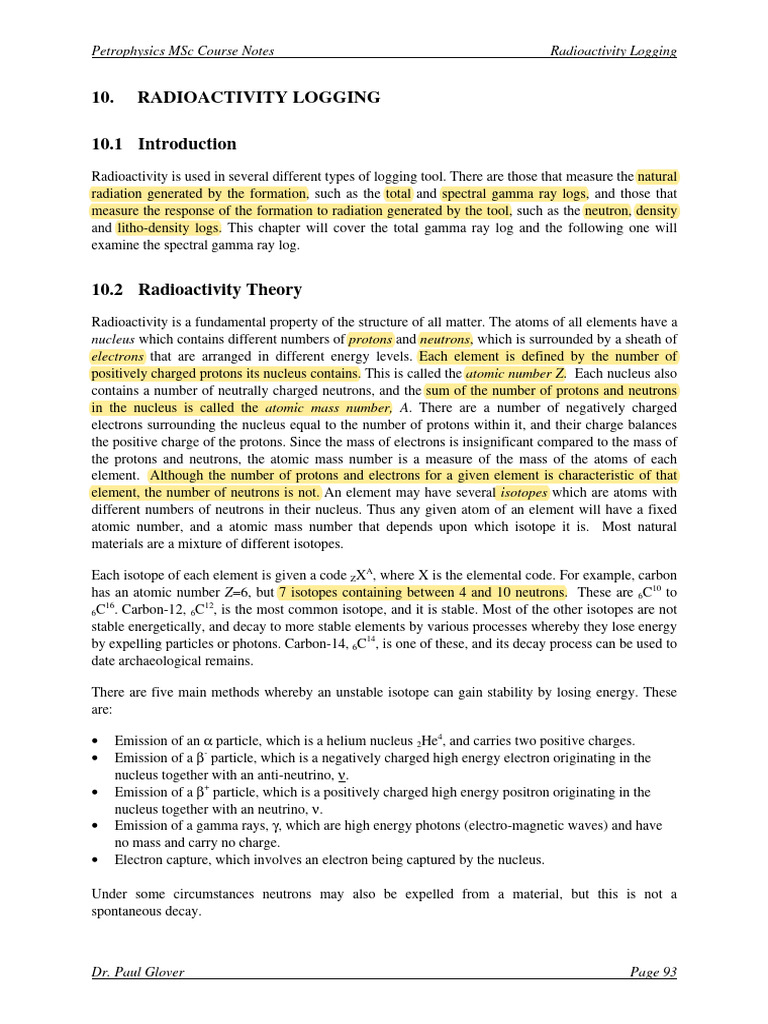 3 - Introduction To Gamma Ray Log | PDF | Neutron | Radioactive Decay